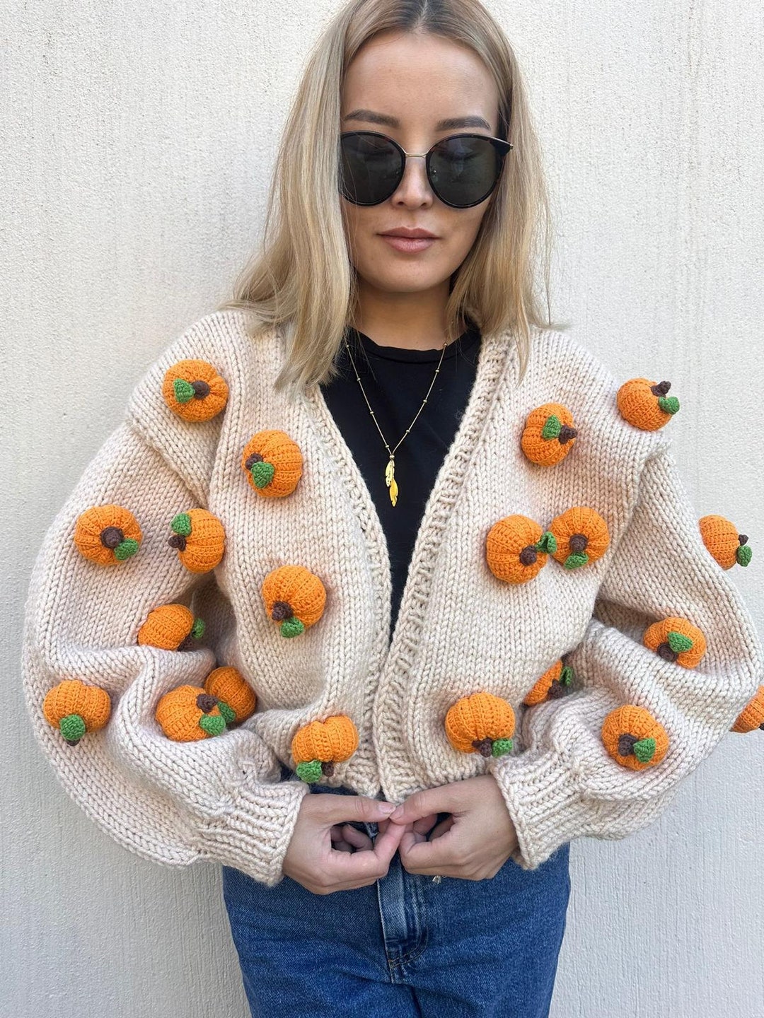 3d Pumpkin Crop Cardigan/crop Knitwear/chunky Cropped Cardigan ...