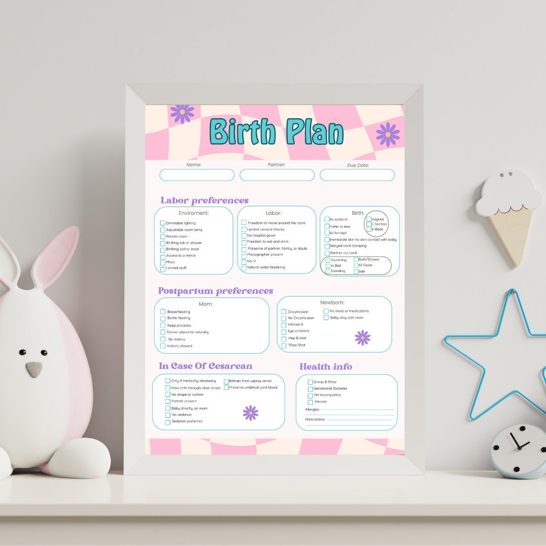 Plantilla de plan de parto editable, plan de parto imprimible ...