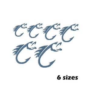 Fish Hook Embroidery Designs, Instant Download - 6 Sizes - Etsy