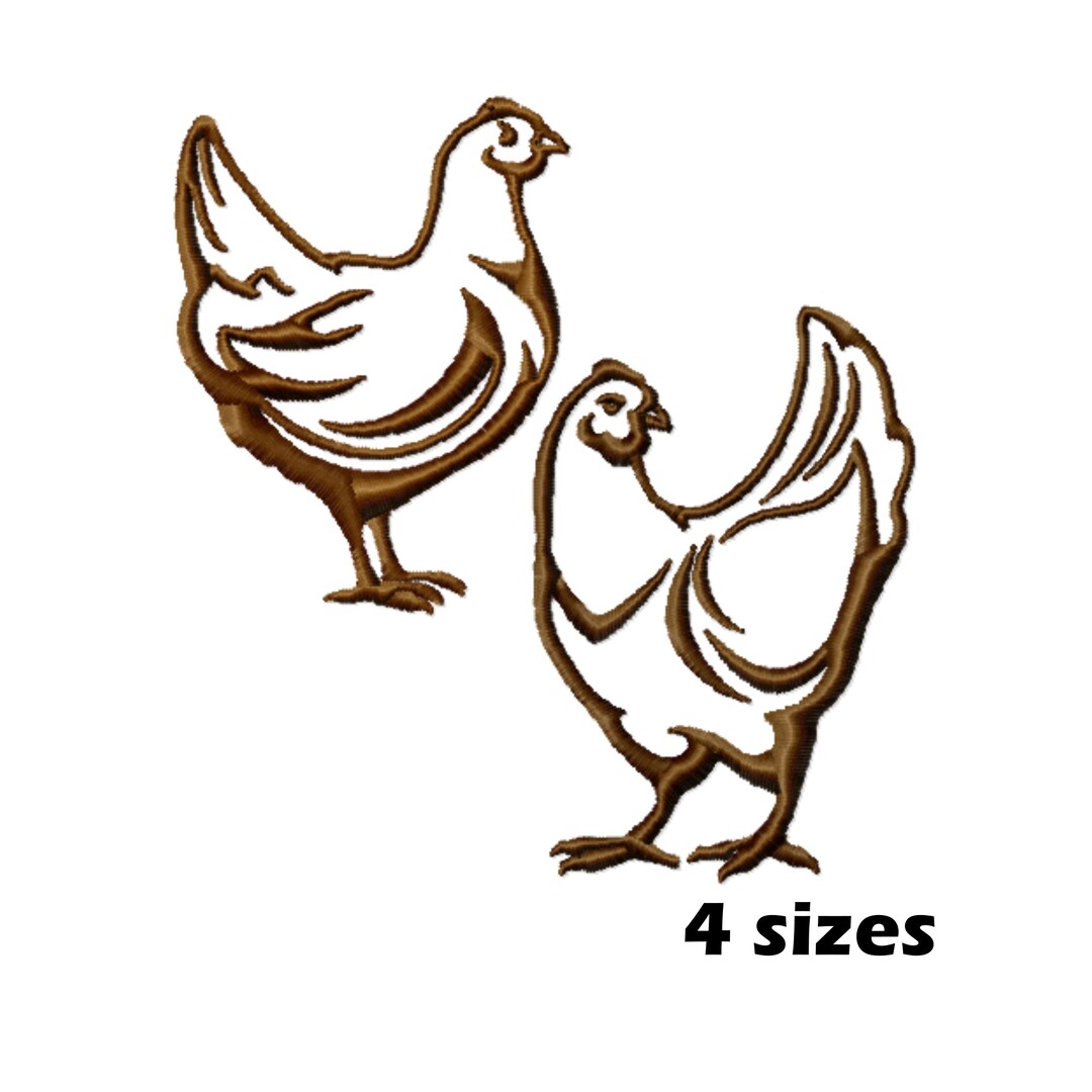 Chickens Embroidery Design, Instant Download 4 Sizes - Etsy