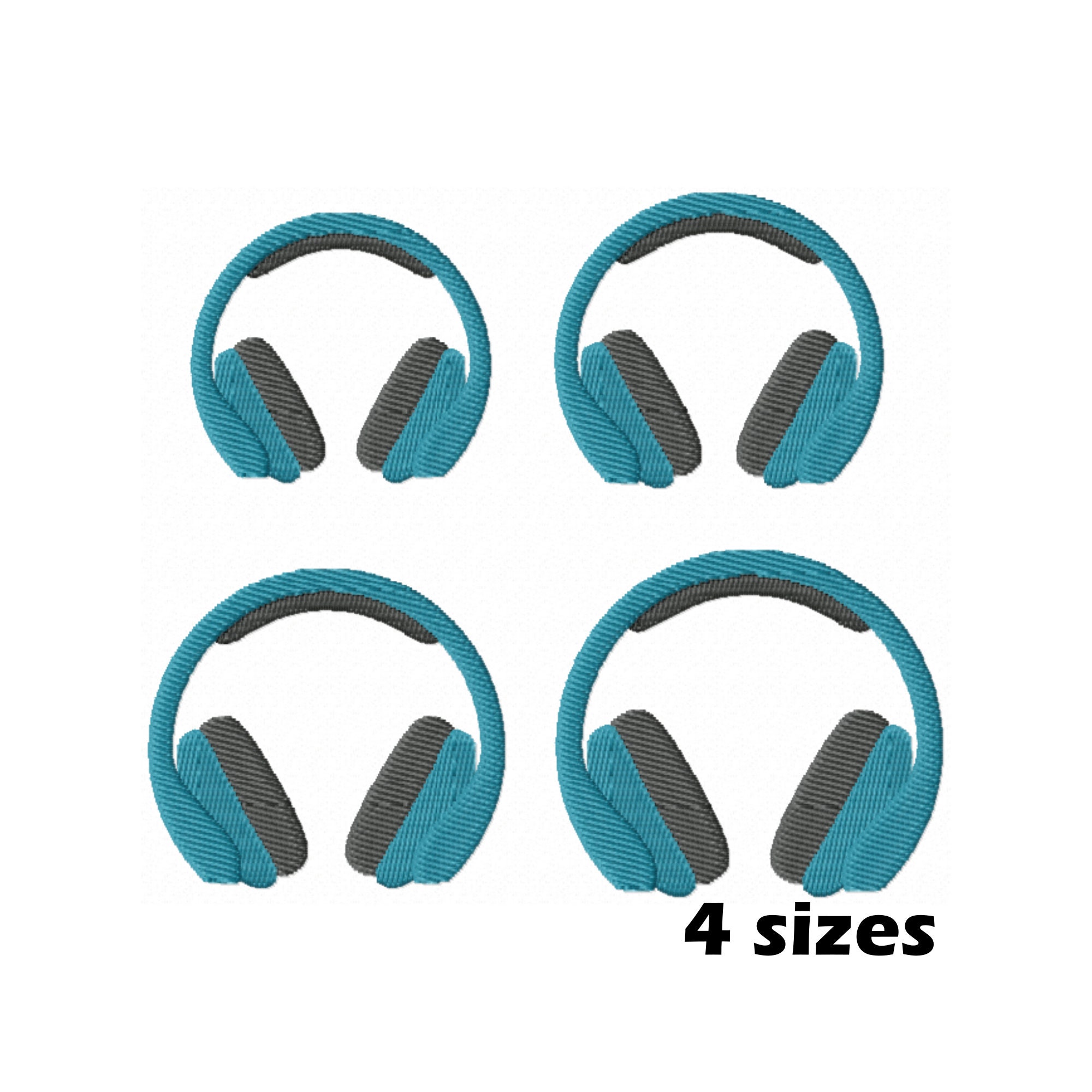 Headphone Embroidery Designs Instant Download 4 Sizes - Etsy