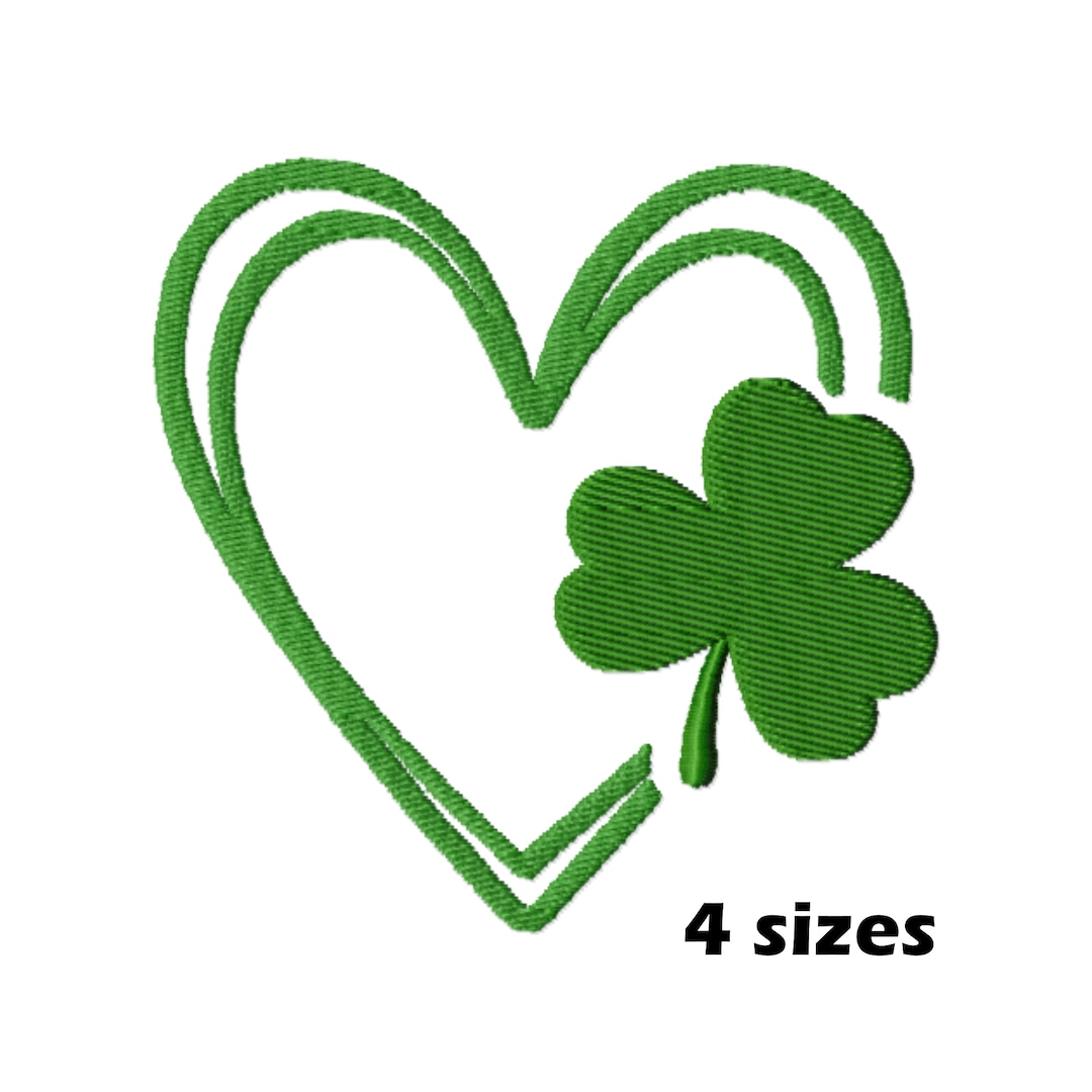 Heart With Clover Embroidery Designs, Instant Download 4 Sizes - Etsy
