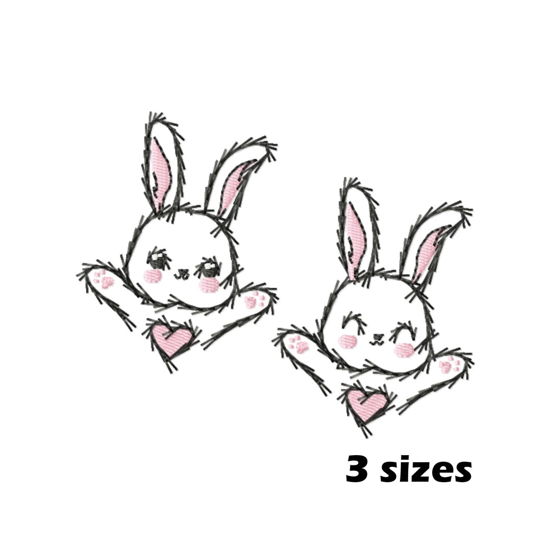 Cute Bunny Rabbit Embroidery Designs, Instant Download 3 Sizes - Etsy