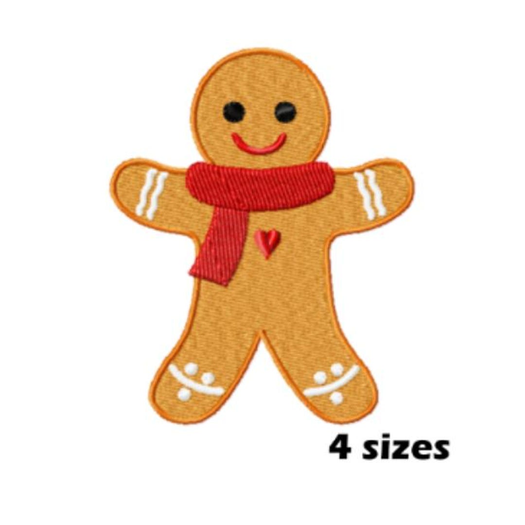 Gingerbread Man Machine Embroidery Design, Christmas Cookie With Scarf ...