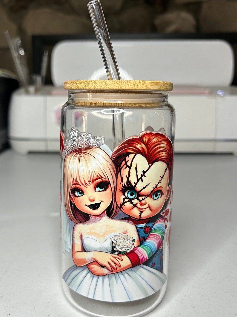 16oz Chucky and Tiffany Glass Cup - Etsy