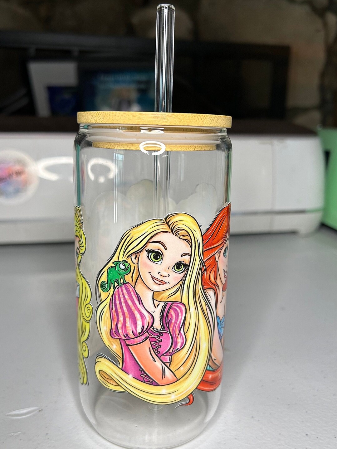 16oz Disney Princess Glass Cup - Etsy