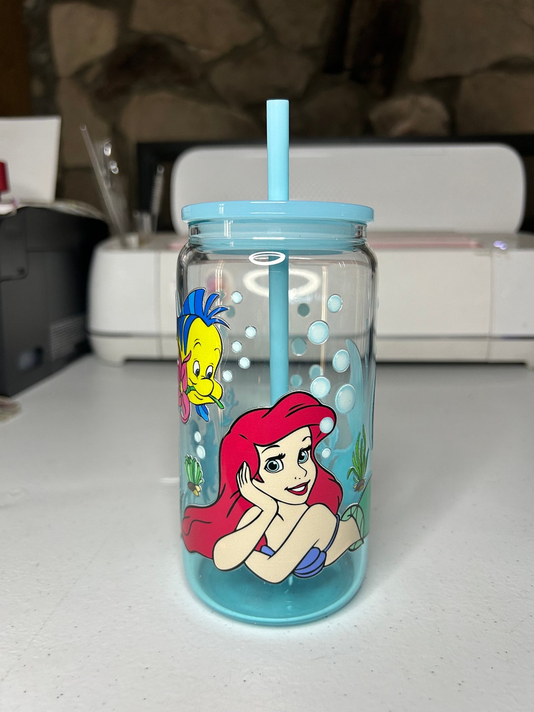 16oz the Little Mermaid Glass Cup - Etsy