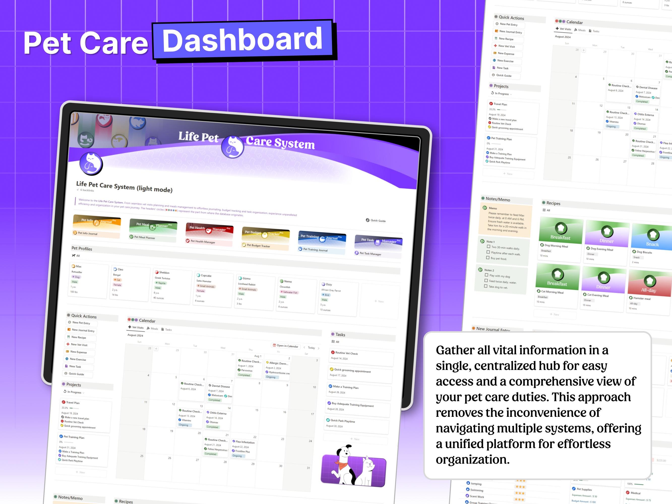 Digital Pet Planner Notion Template Pet Care & Health Tracker Pet ...