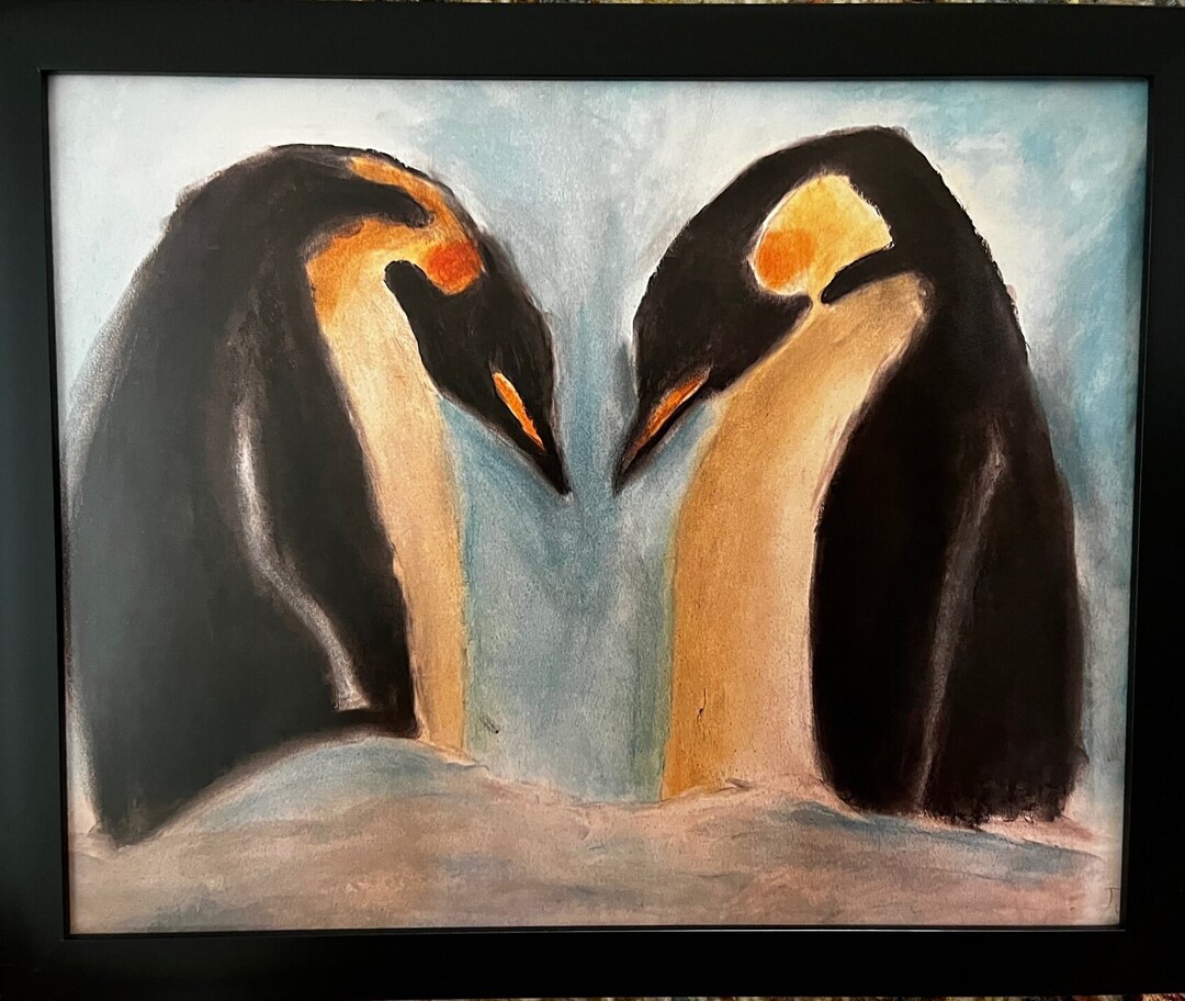 8X10 Photo Print Original Pastel Art - Penguin Pair - Etsy
