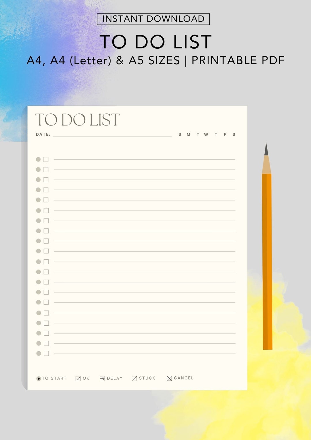 Minimal to Do List Printable | Simple Tasks List Template ...