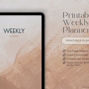 Weekly Planner Printable Modern Weekly Schedule - Five Pages - Instant ...