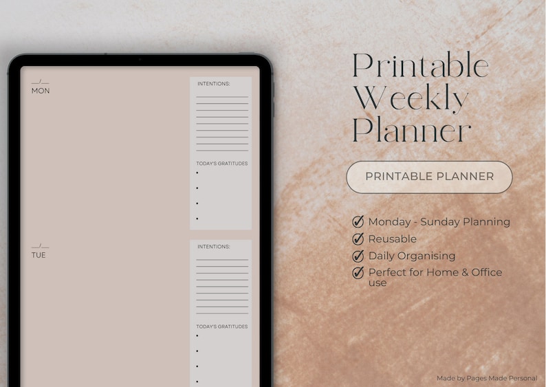 Weekly Planner Printable Modern Weekly Schedule - Five Pages - Instant ...