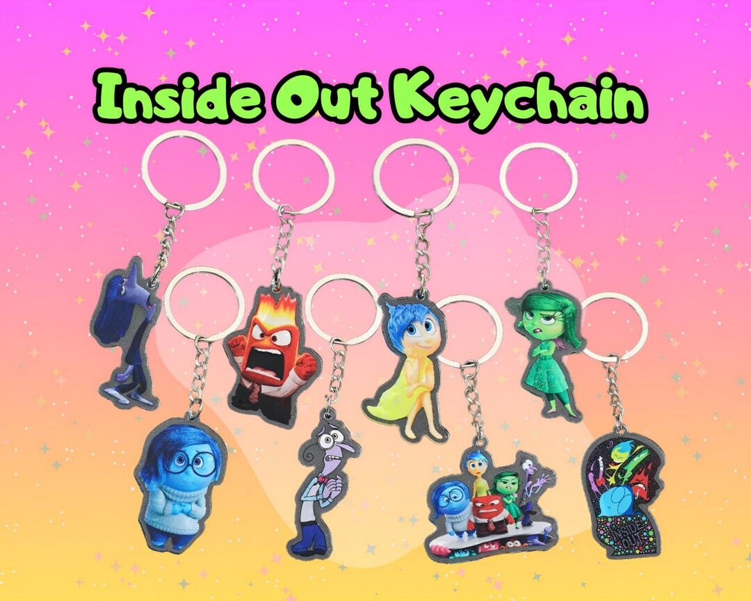 Cute Inside Out Keychains, Kawaii Emotions Keychains, Disney Keychains ...