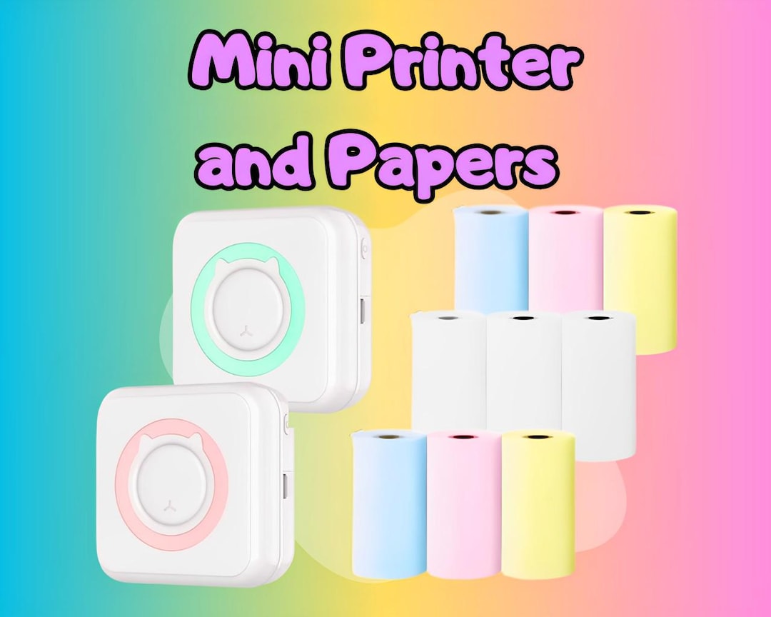 Cat Mini Printer, 57mm Thermal Paper Mini Printer, Color Photo Paper ...