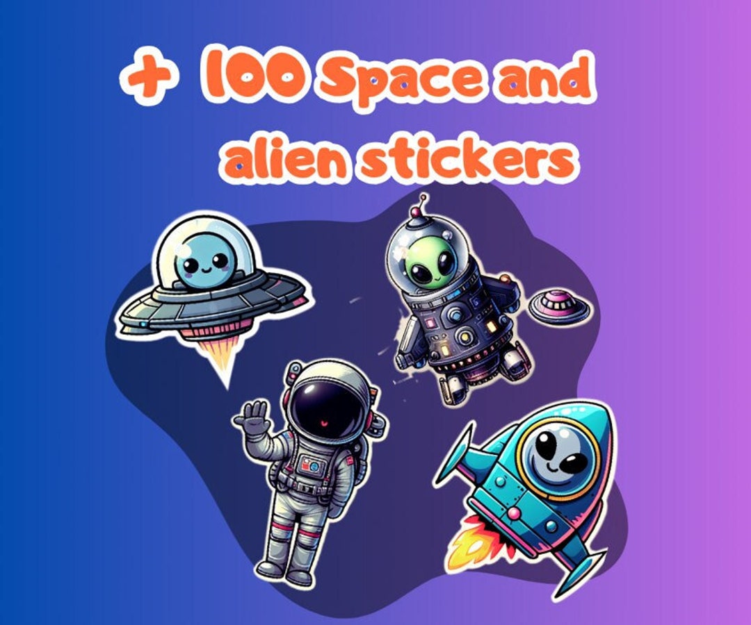 More Than 100 Printable Space Digital Stickers, Printable Rockets ...