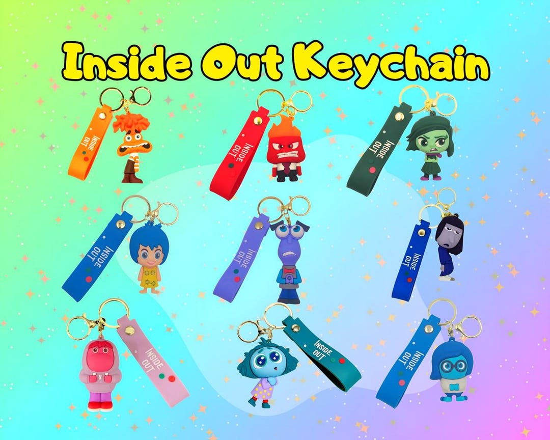 Cute Inside Out 2 Keychains, Kawaii Emotions Keychains, Disney ...