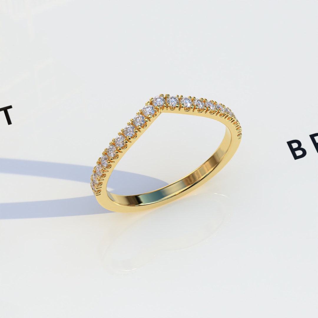 2.5 Mm Curved Ring Curved Lab Diamond Ring Round Lab Grown Diamond ...