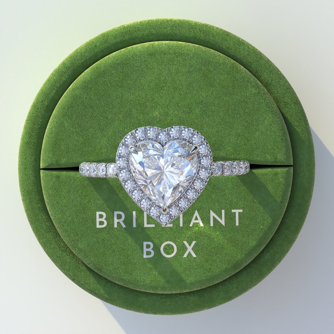 Heart Shaped Halo Setting Ring 2 Carat Lab Grown Diamond Engagement ...