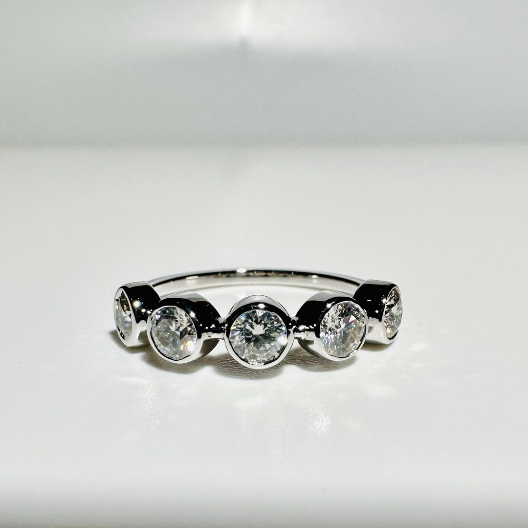 Bubble Style Bezel Set Diamond Band 14k Gold / Bezel Set Diamond Ring ...