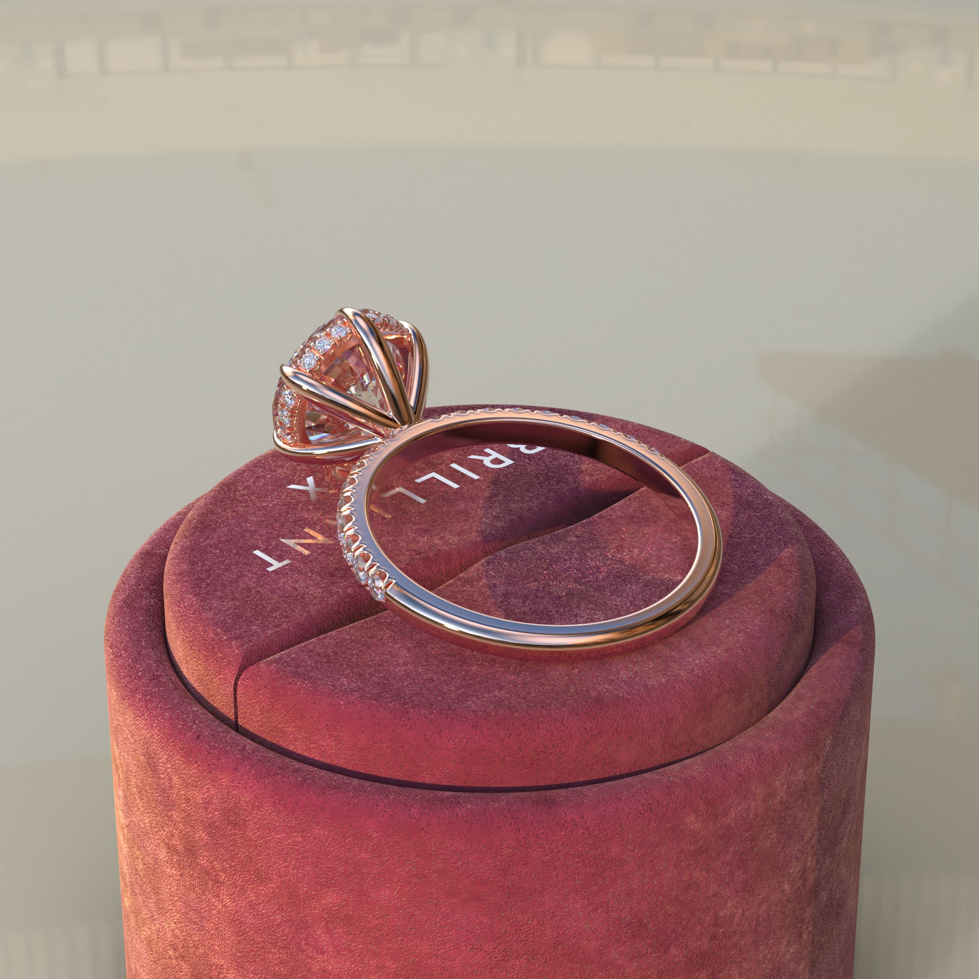 2 Ct Hidden Halo Round Diamond Wedding Ring, 6 Prong Setting Diamond ...