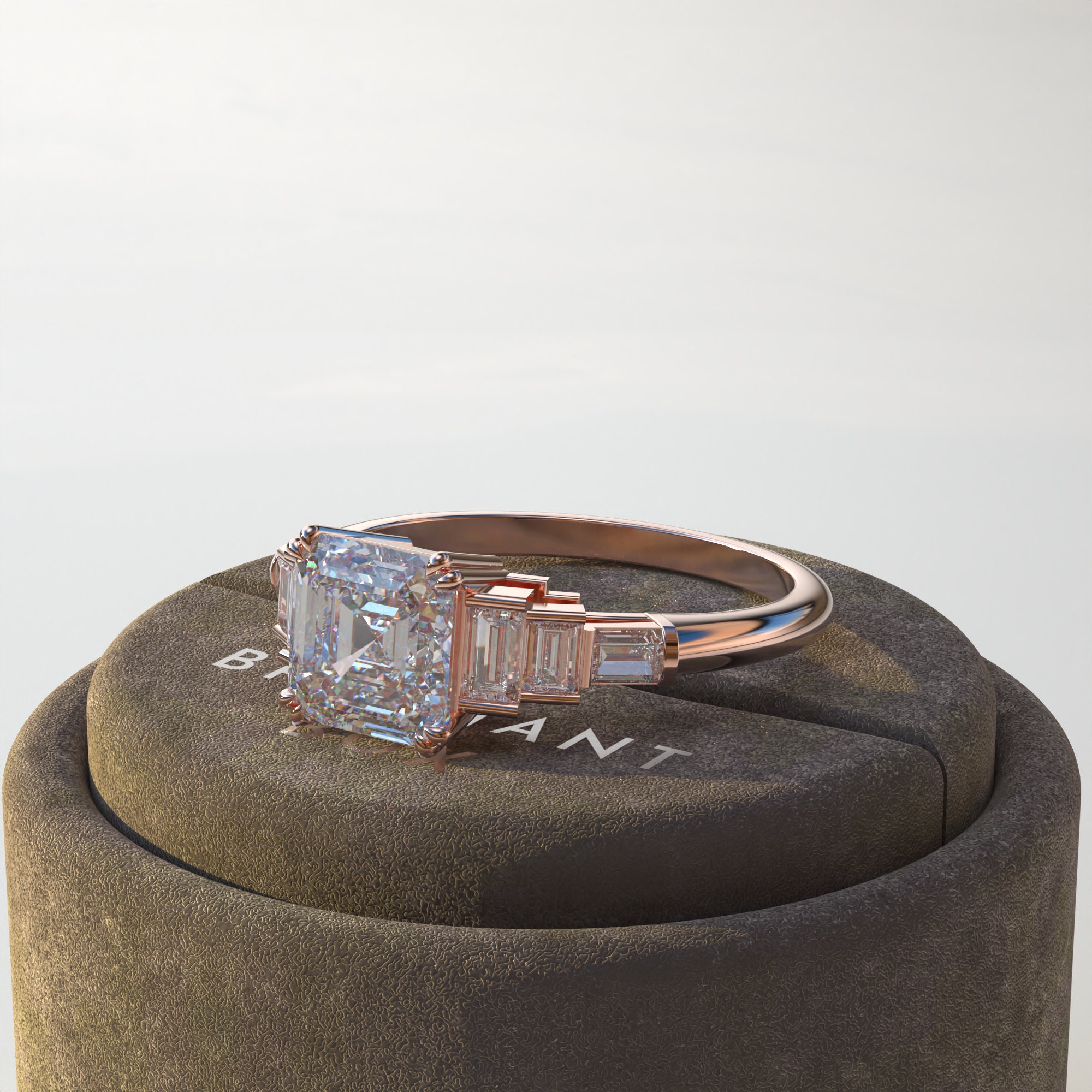 2 Carat Asscher Cut Moissanite Engagement Ring, Asscher Cut Bridal Ring ...