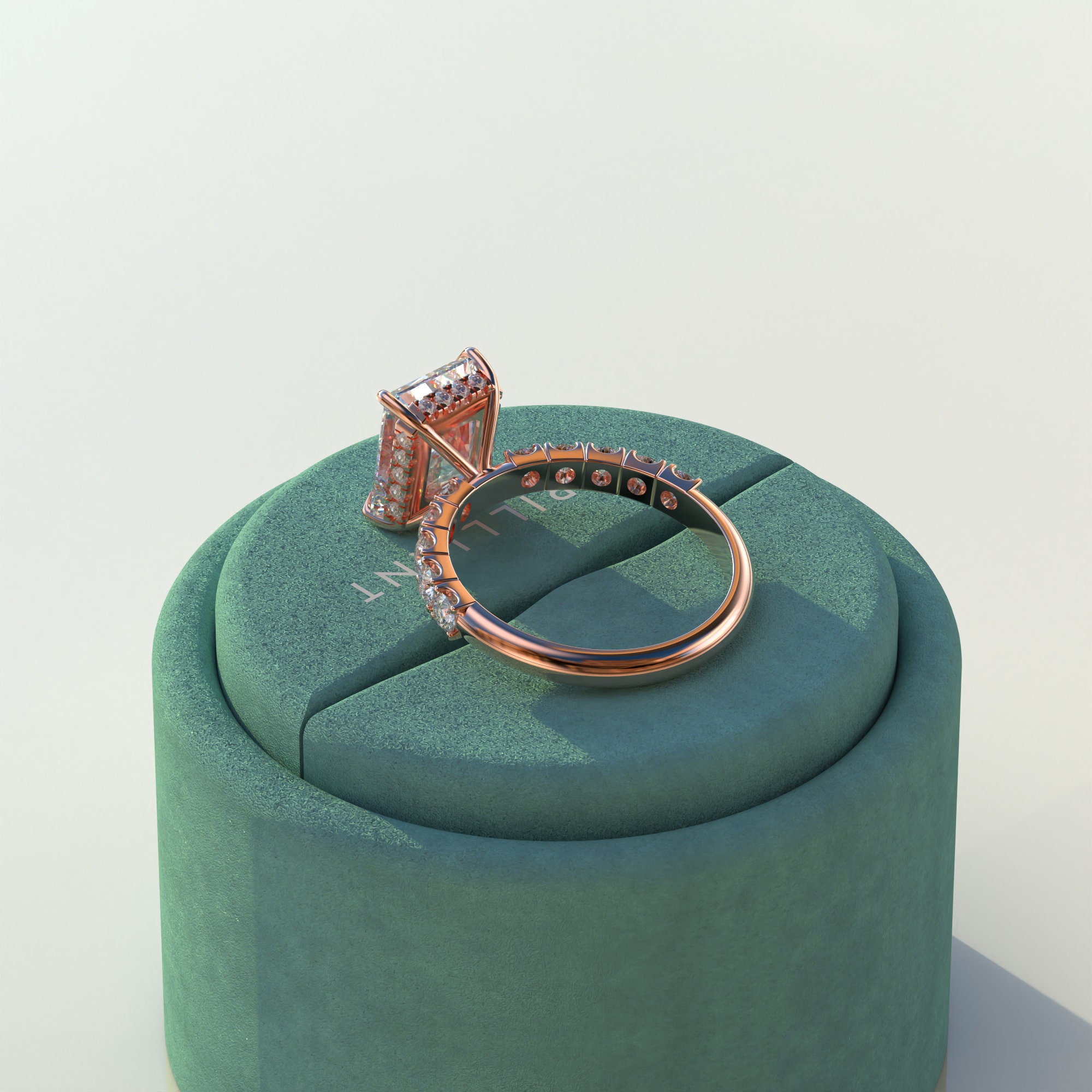 3 Carat Radiant Cut Lab Diamond Engagement Ring, Pave Set, Halo Lab ...