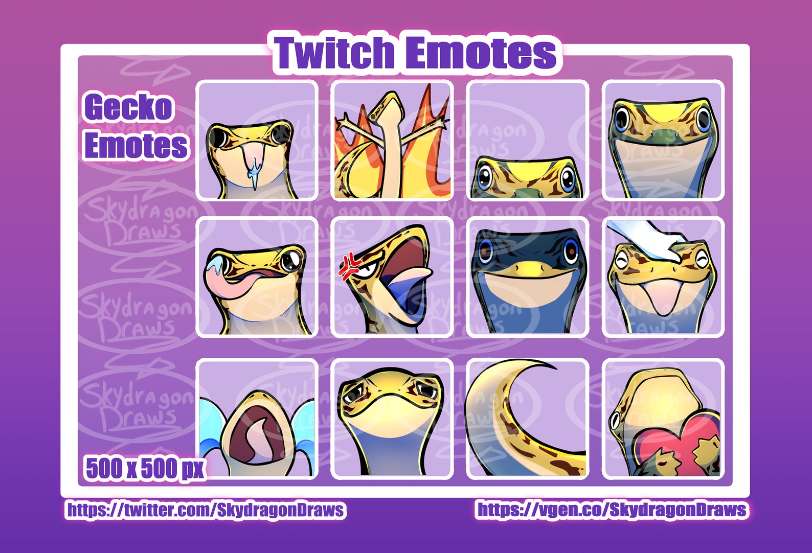 TWITCH-DISCORD EMOTES 10 Silly Geckos. - Etsy