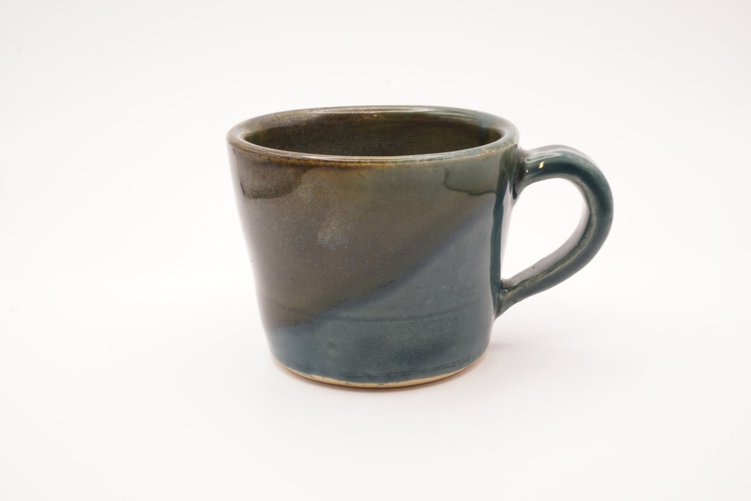 Green and Teal Mug With Chunky Handle - Etsy