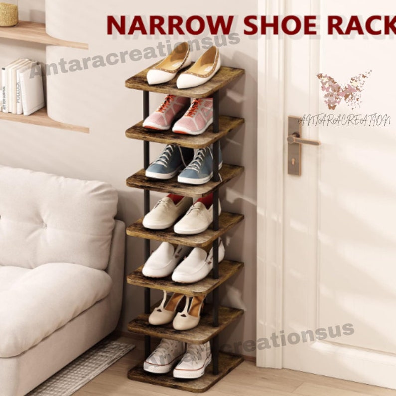 7 Tier Wooden Shoe Rack Shoe Shelves Shoe Display Rack Space Saving ...