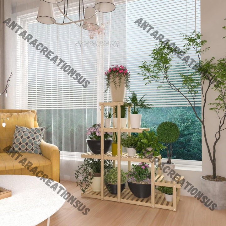 4 Tier Bamboo Plant Stand | Tall Plant Stand | Multi Plant Stand ...