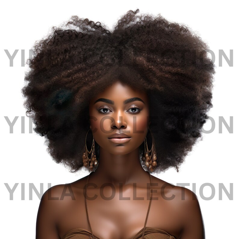 Black African Lady Afro Hair Printable Digital Download PNG and JPG ...