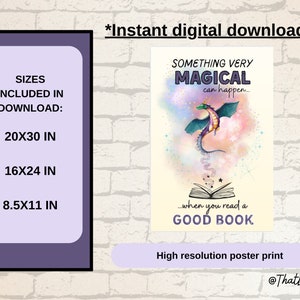 Magical Poster 20x30 Printable Instant Download Book Nook Library ...