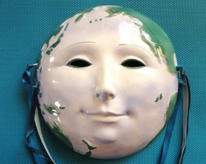 Clay Art Ceramic Face Mask, Art Deco Wall Decor, Planet Earth - Etsy