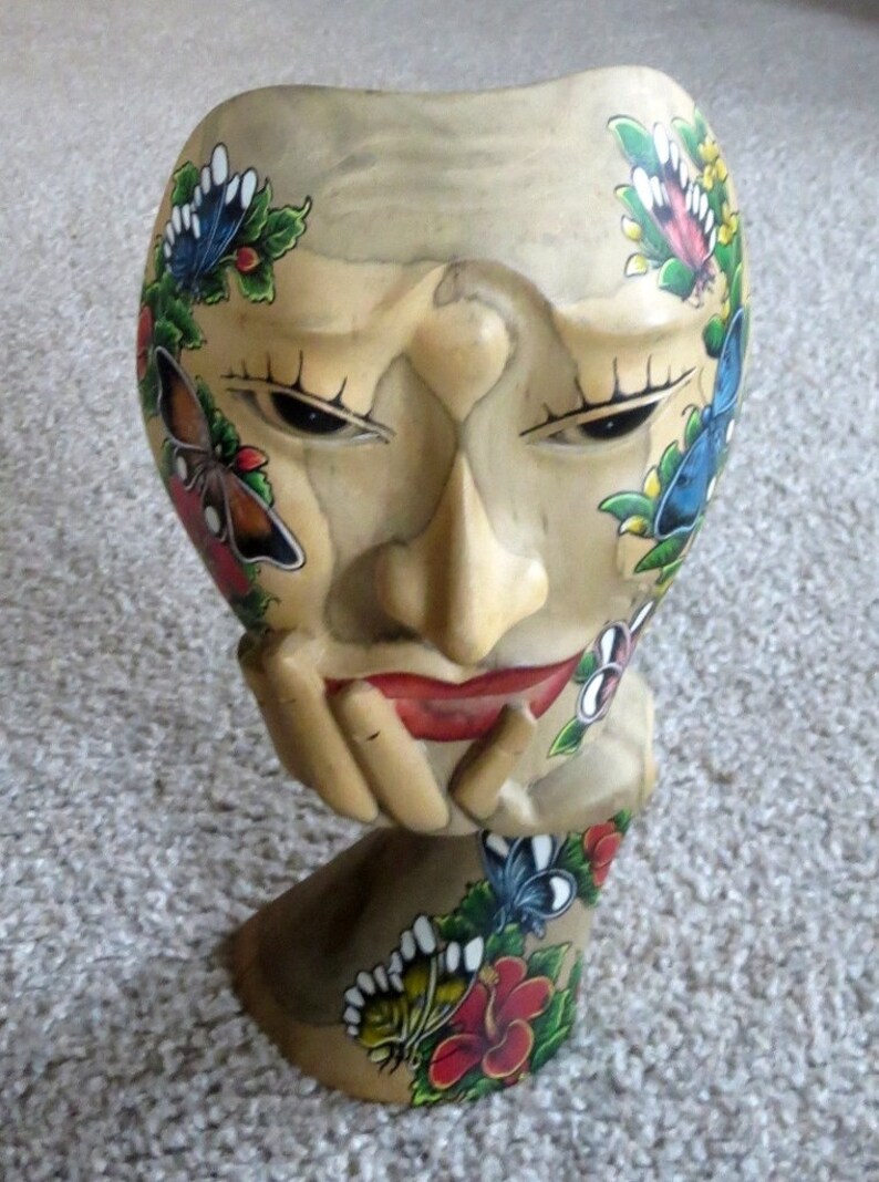 Hibiscus Wood Novica Wall Mask, Indonesian, Bali Hand Carved and ...