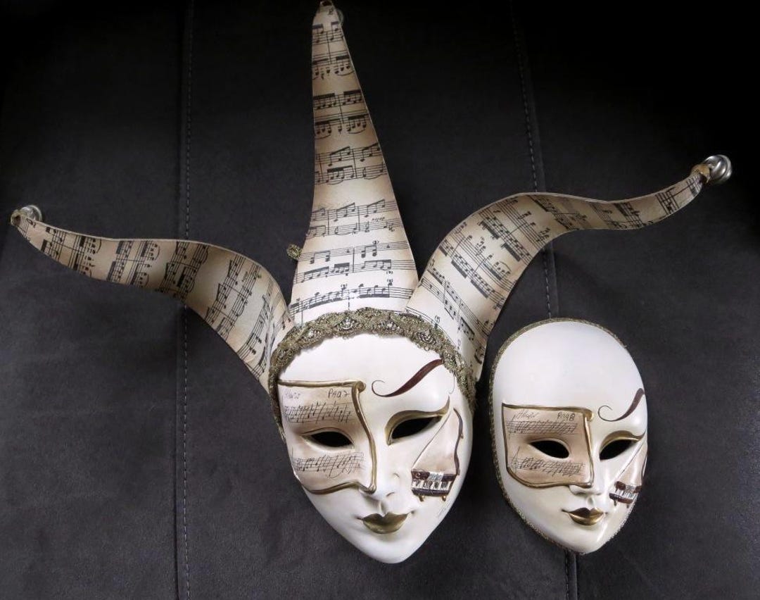 Two Handmade Ceramic Venetian Masks, Music Notes, Signed, From Italy - Etsy