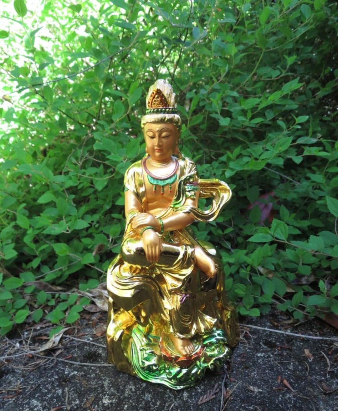 Meditating Buddha and Lotus Flower Statue Figurine, in Gorgeous Gold - Etsy