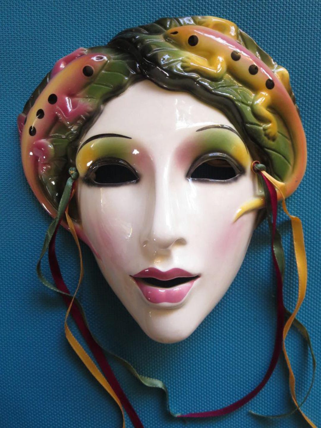 Clay Art Ceramic Face Wall Mask, Art Deco Style Exotic Woman With ...
