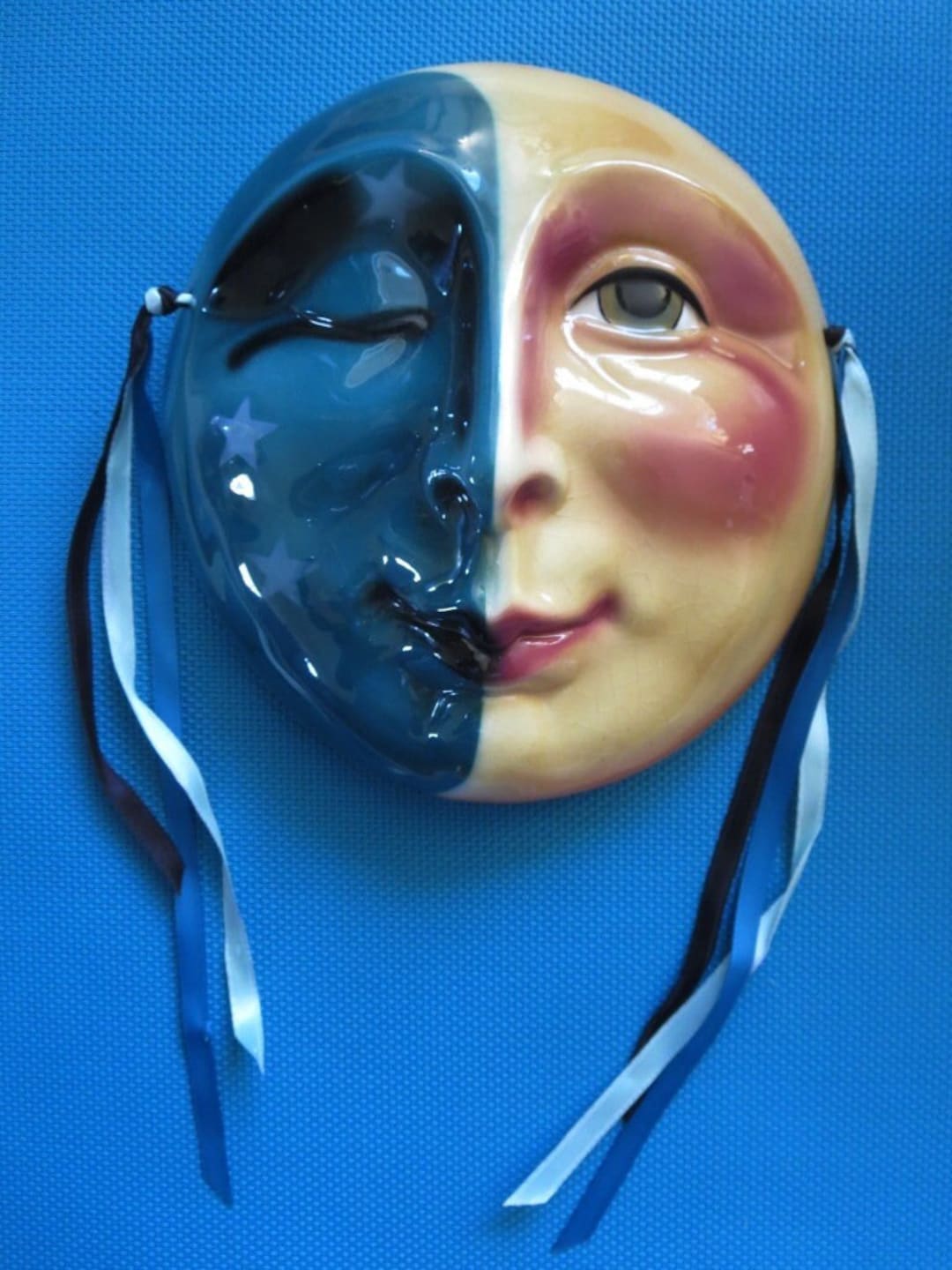 Clay Art Ceramic Face Mask Art Deco Wall Decor Sun Moon - Etsy