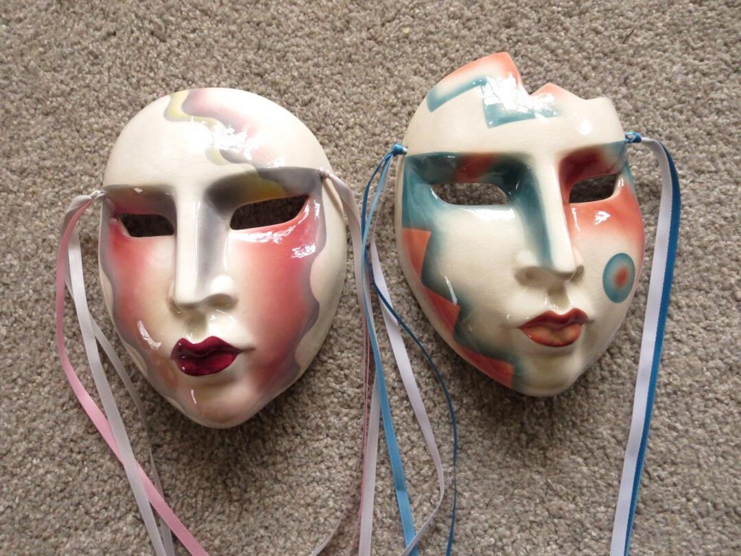 2 Clay Art Ceramic Wall Masks, Matching Southwest Design - Etsy