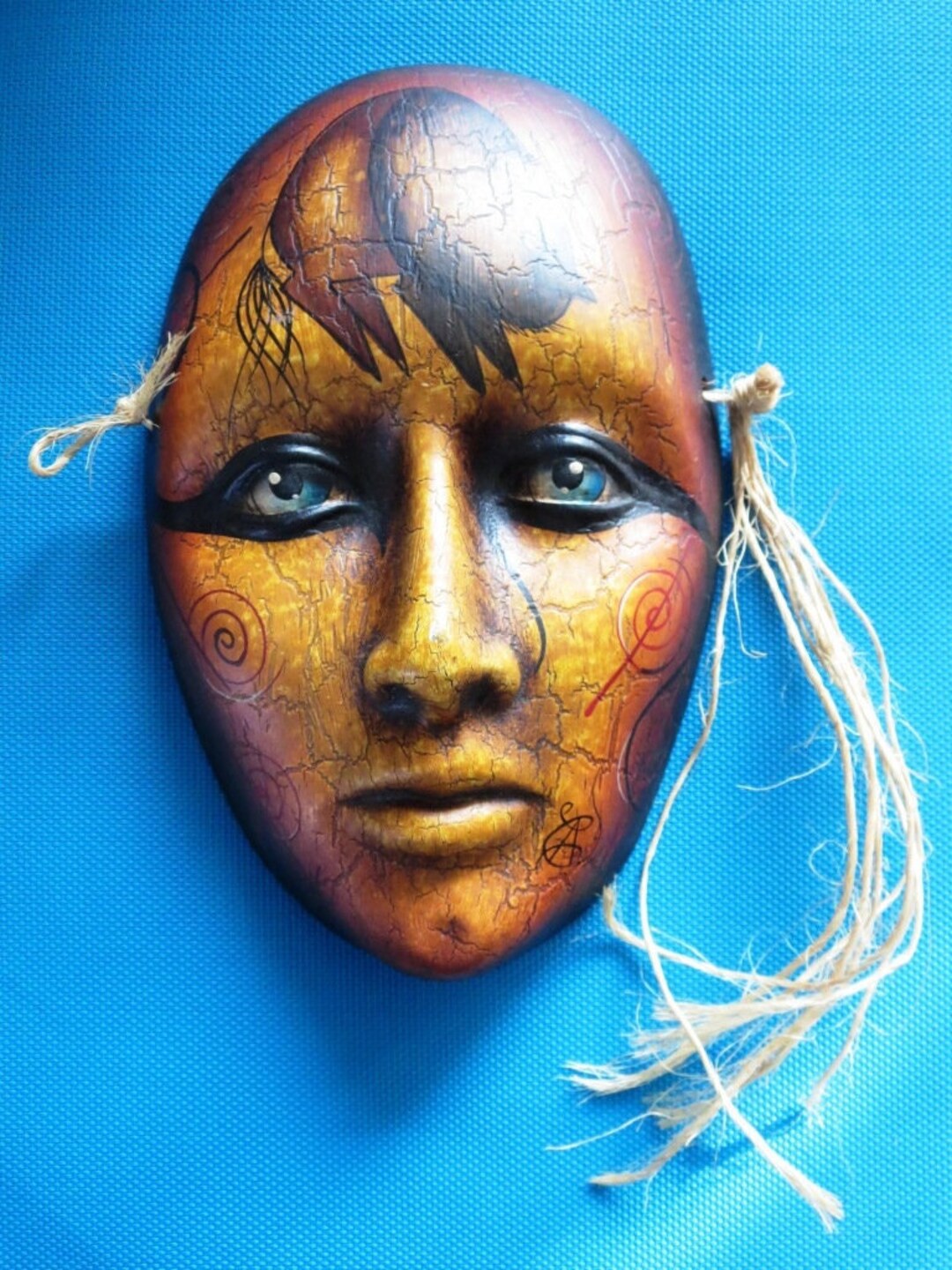 Ceramic Clay Face Wall Mask, Hand Painted Mexican Tonala Art With ...