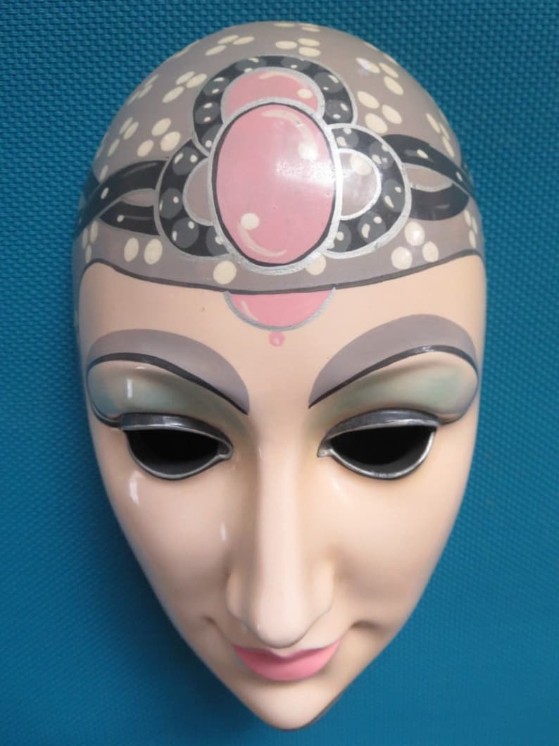 Authentic Italian Ceramic Wall Mask, Art Nouveau Face, Stonelite, Made ...
