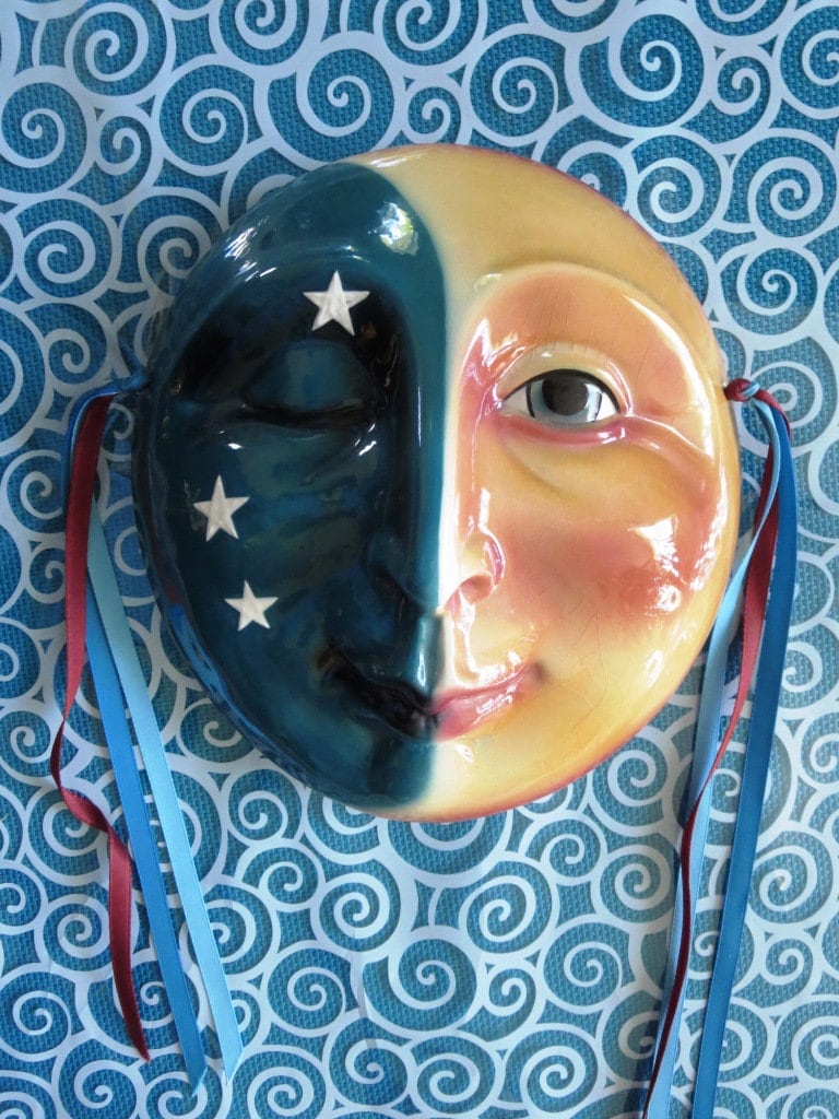 Clay Art Ceramic Face Mask, Art Deco Wall Decor, Sun Moon - Etsy
