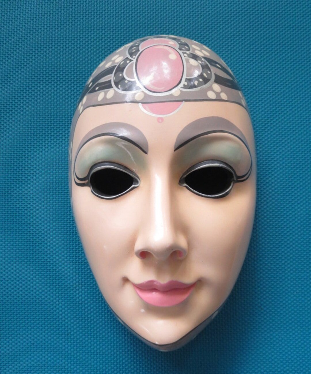 Authentic Italian Ceramic Wall Mask, Art Nouveau Face, Stonelite, Made ...