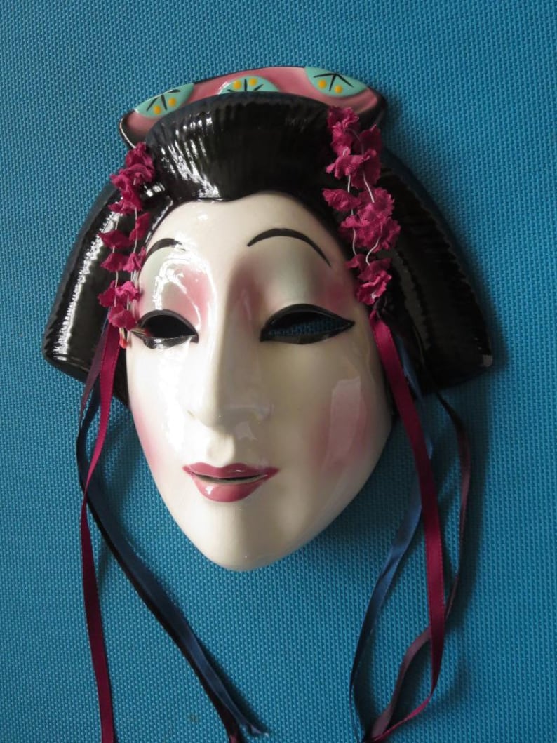 Clay Art Ceramic Face Wall Mask, Japanese Geisha Wall Hanging - Etsy