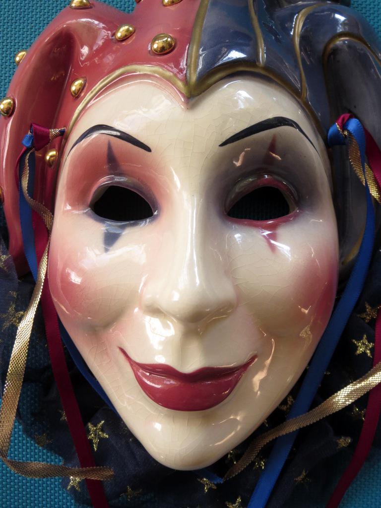 Clay Art Ceramic Face Mask, Wall Decor, Colorful, Whimsical Court ...