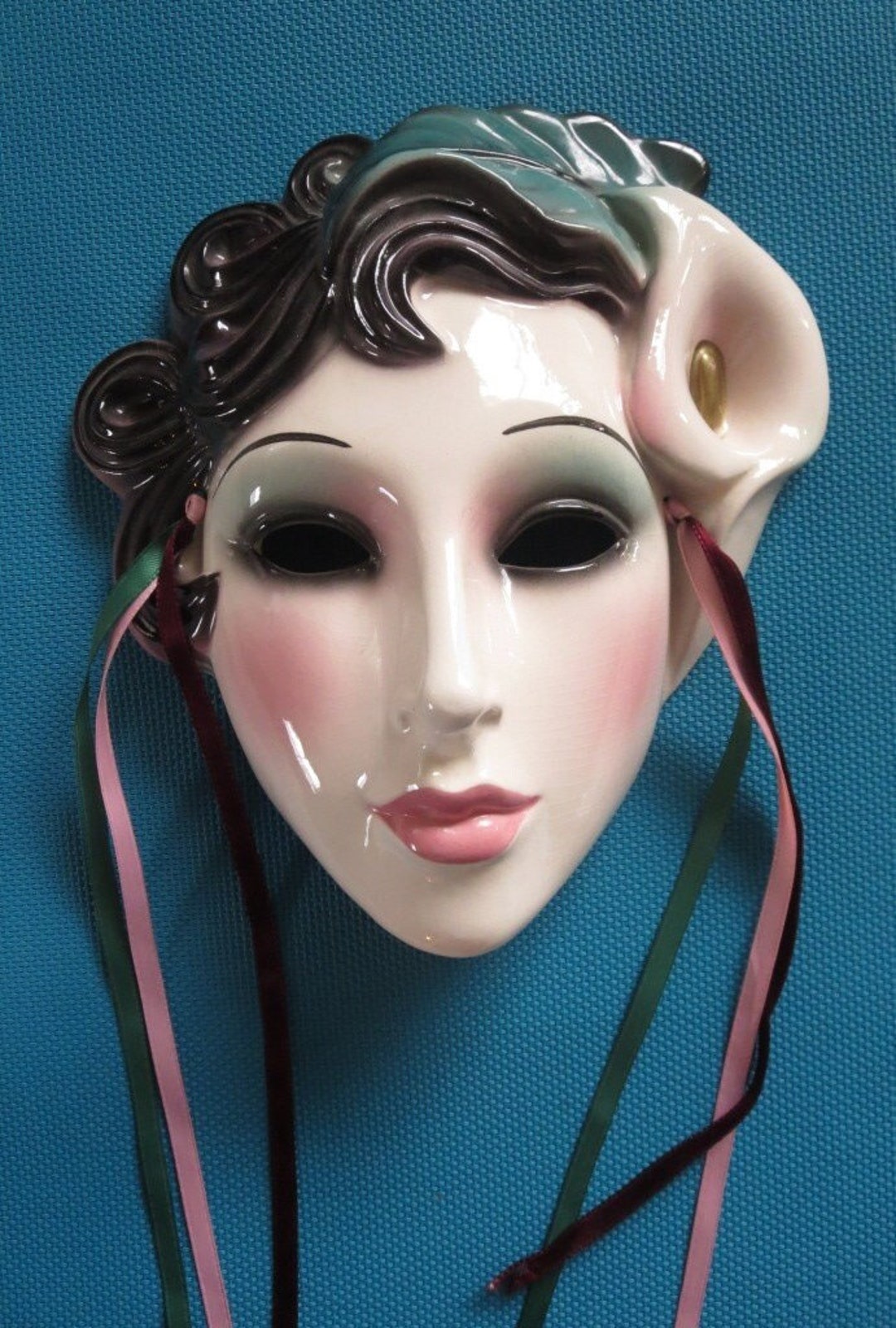 Clay Art Ceramic Face Wall Mask, Exotic Woman With Calla Lily - Etsy