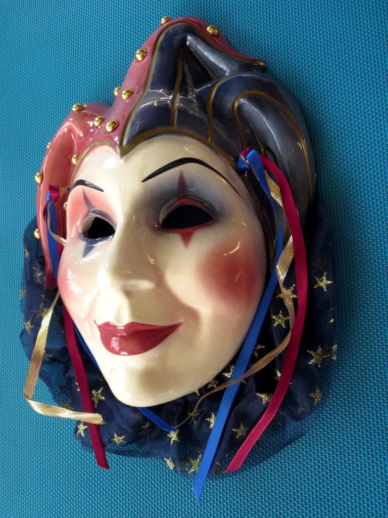 Clay Art Ceramic Face Mask, Wall Decor, Colorful, Whimsical Court ...