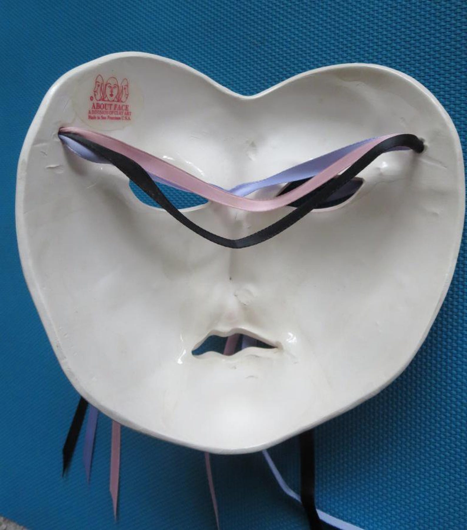 Clay Art Ceramic Face Wall Mask, Heart and Tear Wall Hanging - Etsy