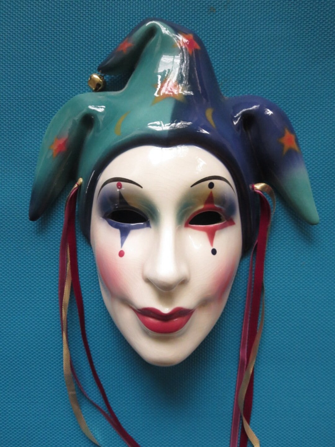 Clay Art Ceramic Face Wall Mask, Classic Jester, Wall Hanging - Etsy