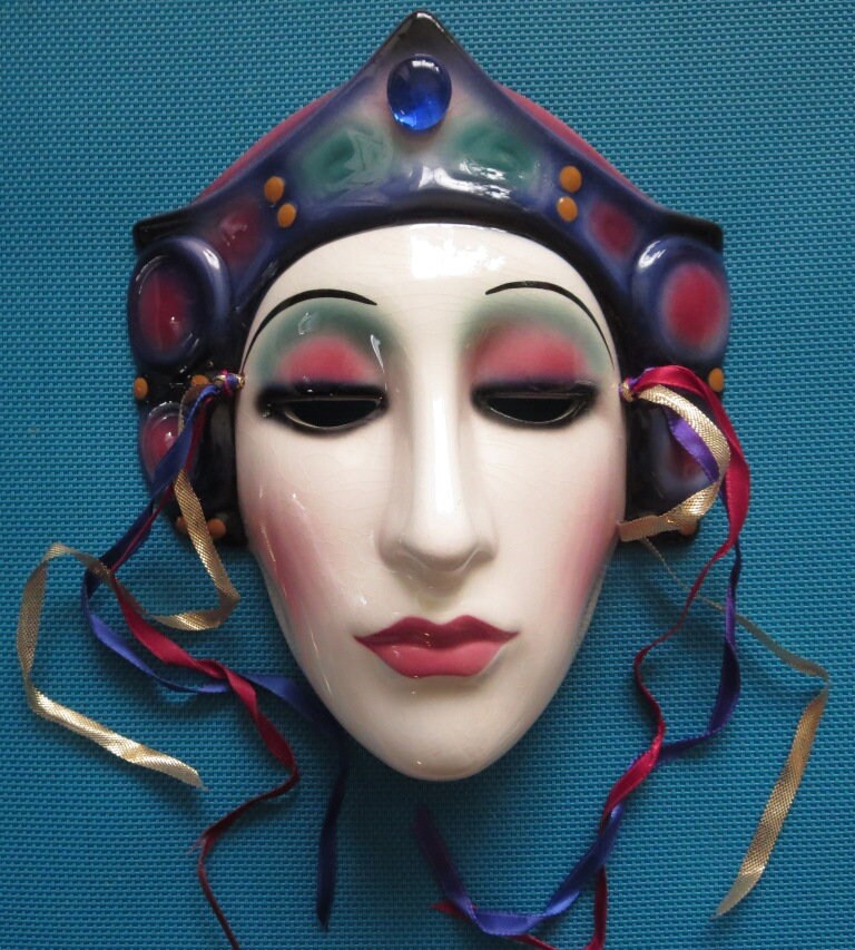 Clay Art Ceramic Face Wall Mask, Art Deco Face, Wall Hanging, Mata Hari ...